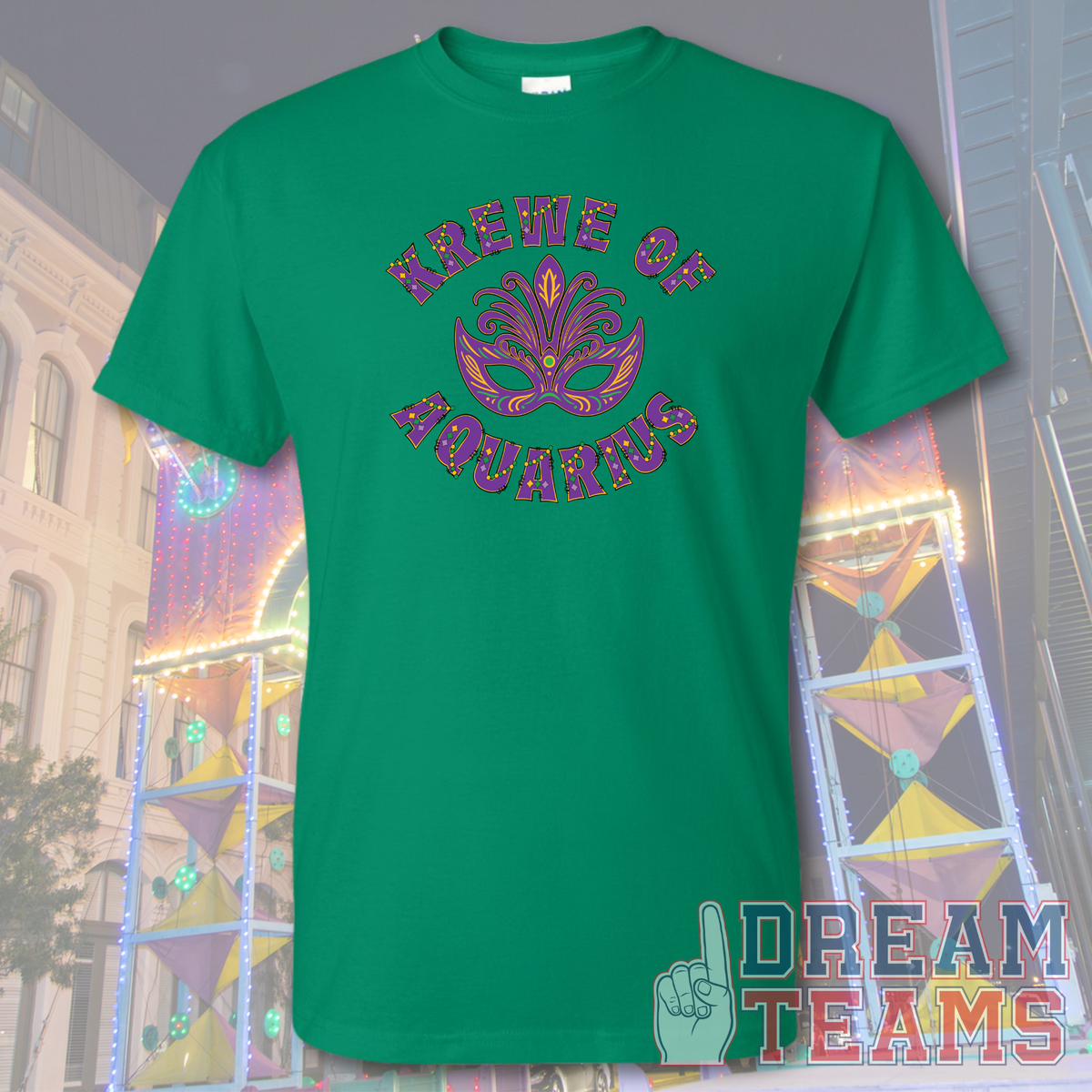 Krewe of Aquarius - Mask - Kelly Green* – Dream Teams